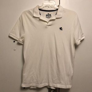 Express | Shirts | Express Mens Polo In White With Navy Logo | Poshmark